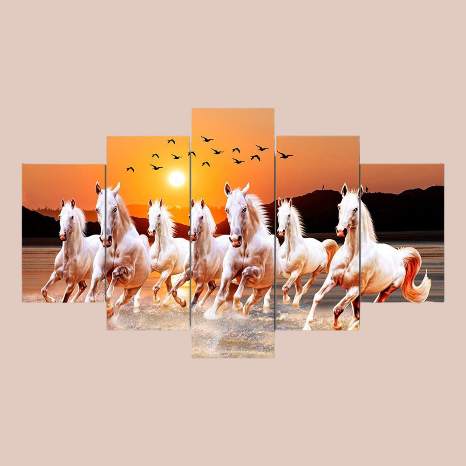 5 Panel Canvas Set Seven Horses – Namaste Clothing & Decor